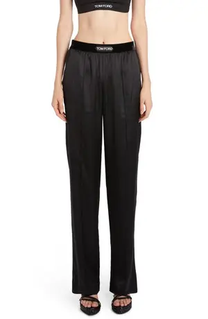 TOM FORD Stretch Silk Satin Pajama Pants - Black