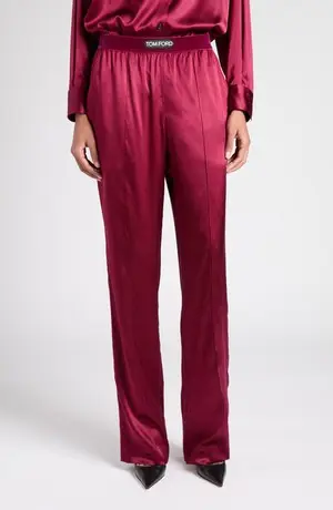 TOM FORD Stretch Silk Satin Pajama Pants - Gv481 Deep Plum