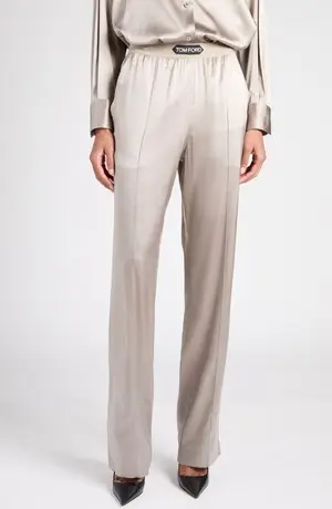 TOM FORD Stretch Silk Satin Pajama Pants - Ig606 Dark Silver