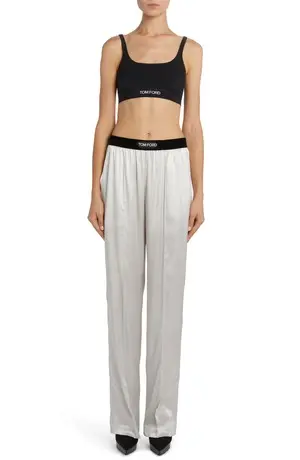 TOM FORD Stretch Silk Satin Pajama Pants Platinum