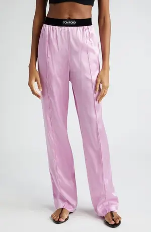TOM FORD Stretch Silk Satin Pajama Pants Primrose Lilac