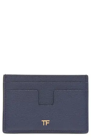 TOM FORD Grained Leather Card Holder - 1l087 Denim Blue