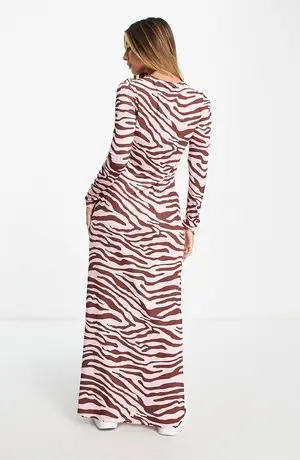 Asos Zebra Long Sleeve Maxi Dress