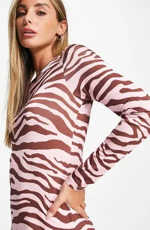 Asos Zebra Long Sleeve Maxi Dress