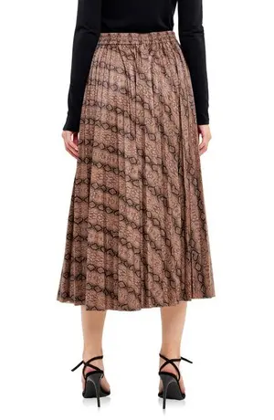 Endless Rose Snakeskin Pleated Midi Skirt