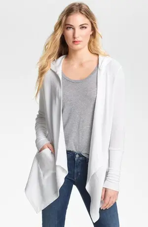 Splendid Draped Thermal Hoodie - White
