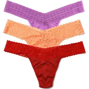 Hanky Panky Dreamease™ Assorted 3-pack Low Rise Thongs Burnt Sienna/berry/florence