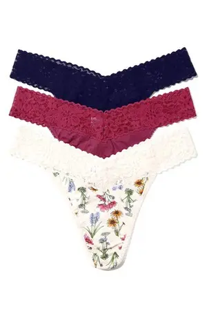 Hanky Panky Dreamease™ Assorted 3-pack Low Rise Thongs - California/flourish/lavender