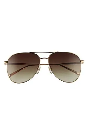 Longchamp Longchamp Classic 59mm Gradient Aviator Sunglasses Gold/ Khaki Gradient
