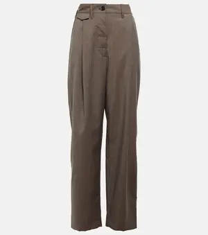 TOTEME High-rise Wide-leg Wool Pants