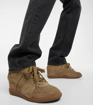 Isabel Marant Étoile Bobby Suede Wedge Sneakers - Grey