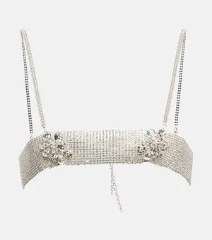 Magda Butrym Bandeau Crystal Jewelry Top - Silver
