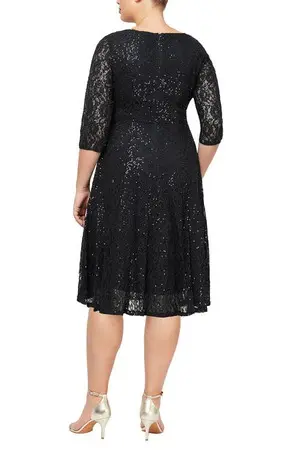 SLNY Lace Fit & Flare Dress