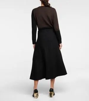 JIL SANDER Virgin Wool Midi Skirt - Black