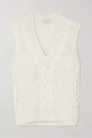 Gabriela Hearst Ramirez Cable-knit Cashmere Vest - White