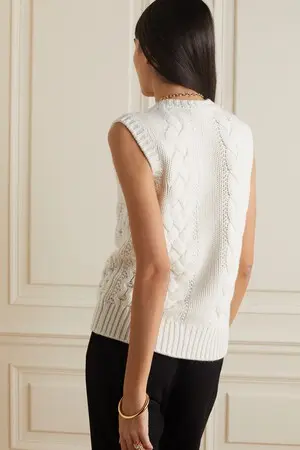 Gabriela Hearst Ramirez Cable-knit Cashmere Vest - White