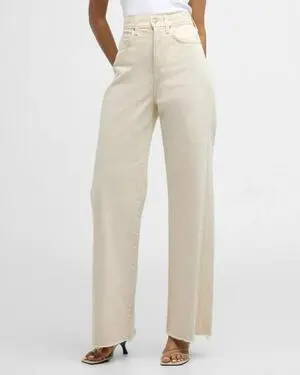 Veronica Beard Taylor High-rise Wide Jeans - Ecru