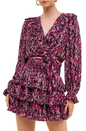 Endless Rose Floral Ruffle Wrap Top