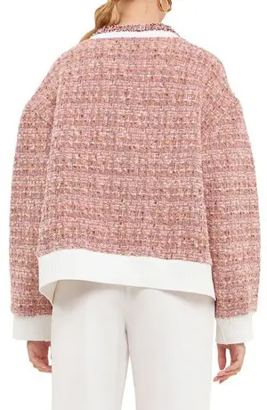 Endless Rose Bouclé Wool-blend Cardigan - Pink