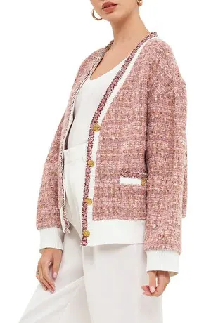 Endless Rose Bouclé Wool-blend Cardigan - Pink
