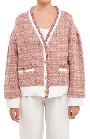 Endless Rose Bouclé Wool-blend Cardigan - Pink