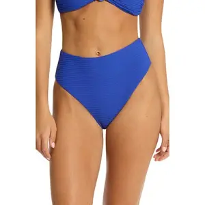 SEA LEVEL Retro High Waist Bikini Bottom - Cobalt