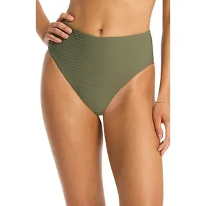 SEA LEVEL Sea Level Retro High Waist Bikini Bottom Khaki
