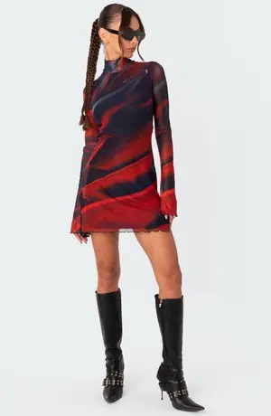 EDIKTED Sparks Fly Mesh Mini Dress