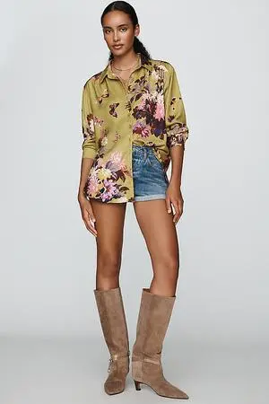 Anthropologie Brielle Relaxed Buttondown Blouse - Citron