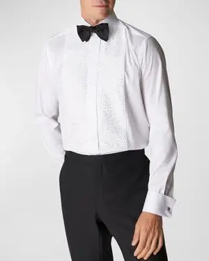 Eton Contemporary Fit Pique Formal Shirt With Swarovski Crystals