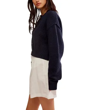 Free People Lila Cotton-blend Cardigan - Sky Captain
