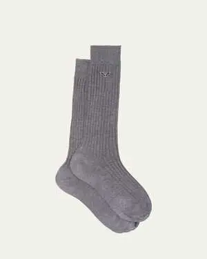 Prada Ribbed Mid-Calf Socks Grigio
