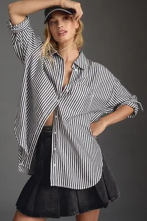 Maeve Maeve Bennet Buttondown Shirt Anthracite Stripe