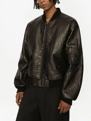 Dolce & Gabbana Crinkled-finish Lambskin Bomber Jacket