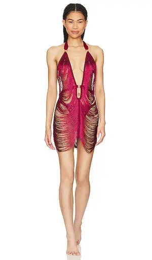 THISTLE AND SPIRE Fringe Benefits Slip In Red - Ruby