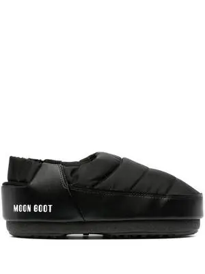 Moon Boot Elasticated Band Padded Slippers - Black
