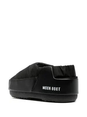 Moon Boot Elasticated Band Padded Slippers - Black