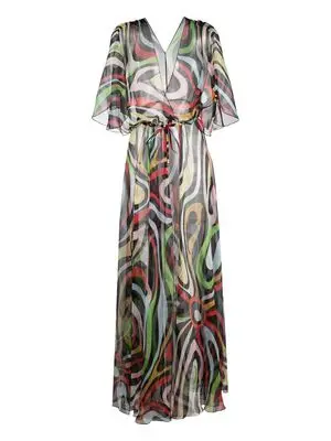 Emilio Pucci Marmo-print Silk Robe - Black