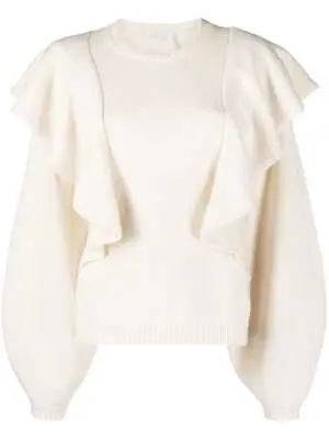 Chloé Ruffle-detail Jumper - Neutrals