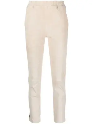 ARMA Cropped Skinny-cut Leather Trousers - Neutrals