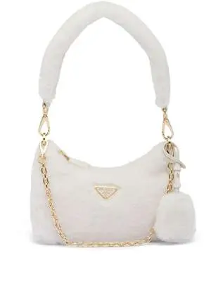 Prada Re-edition Shearling Mini Bag - White