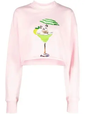 MSGM Graphic Print Cropped Sweatshirt