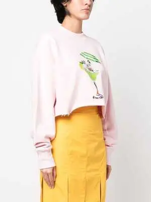 MSGM Graphic Print Cropped Sweatshirt
