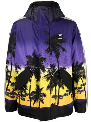 Palm Angels Sunset-print Hooded Jacket - Purple
