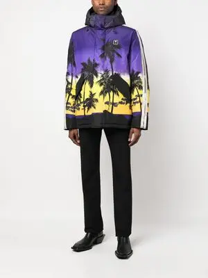 Palm Angels Sunset-print Hooded Jacket - Purple
