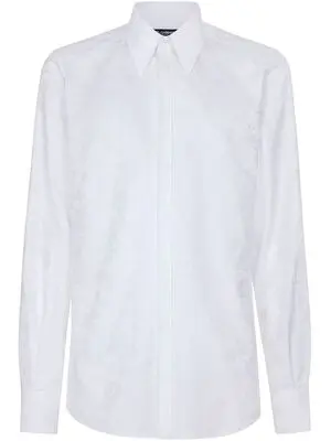 Dolce & Gabbana Martini-fit Floral-jacquard Cotton Shirt - White