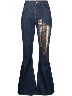 MADISON.MAISON Metallic-print Flared Jeans
