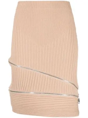 ANDREĀDAMO Ribbed Knit Skirt - Neutrals