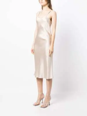 Voz Silk-satin Midi Slip Dress - Neutrals