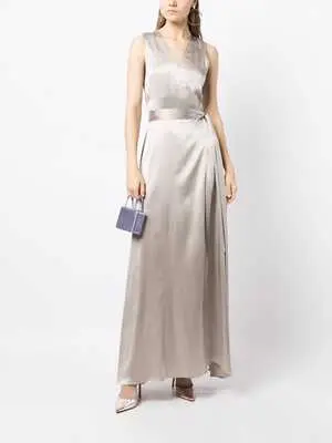 Voz Frontward Wrap Maxi Dress - Grey